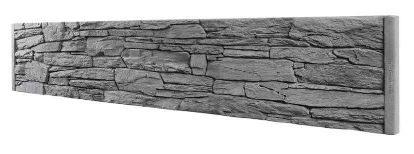 Betonový plot PREMIUM, dekor lámaný kámen - Dostupné barvy: Šedá ...